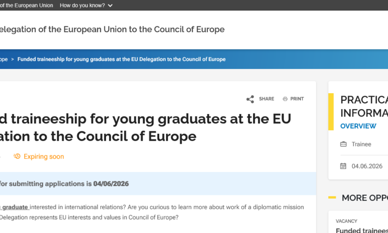 Apply Now for the Funded traineeship for young graduates at the EU ...