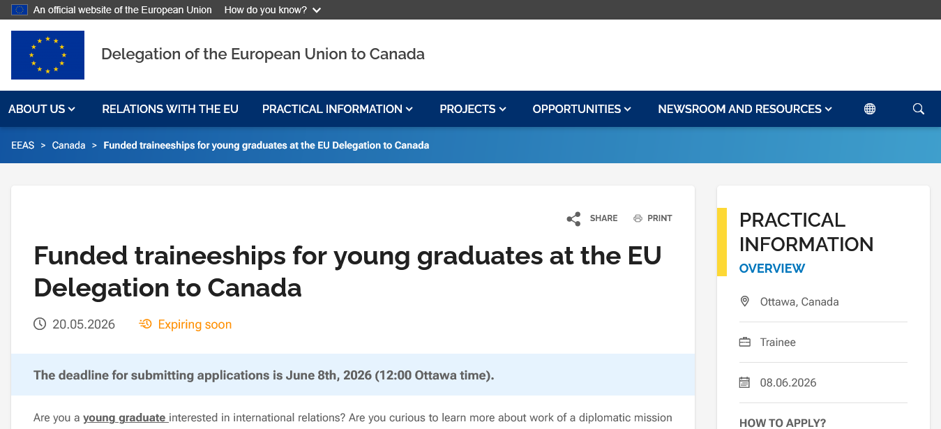 Apply now for the Funded traineeships for young graduates at the EU ...