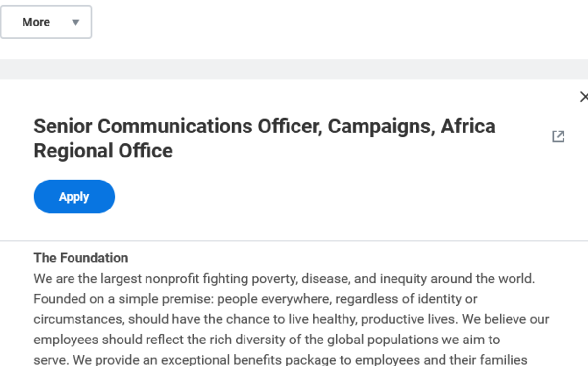 The Gates Foundation is hiring a Senior Communications Officer ...